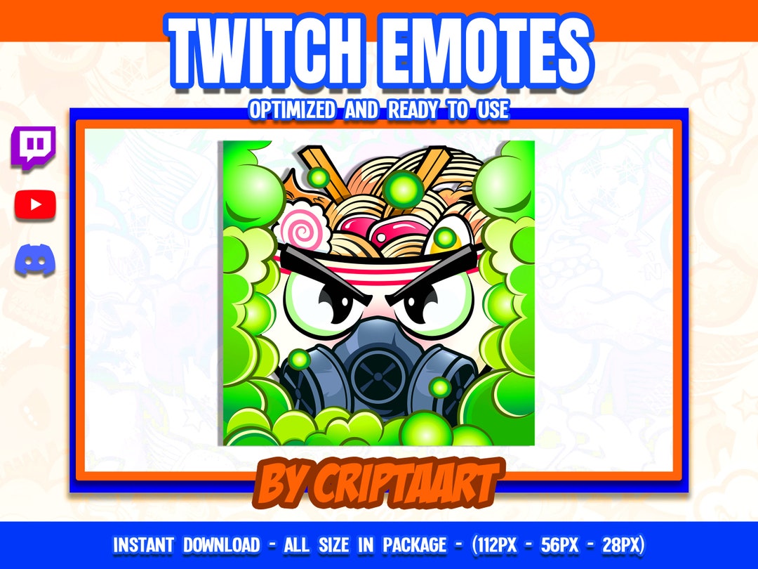 Toxic Ramen Twitch Emote, Toxic Gas Mask Emote, Otaku Kawaii Food ...