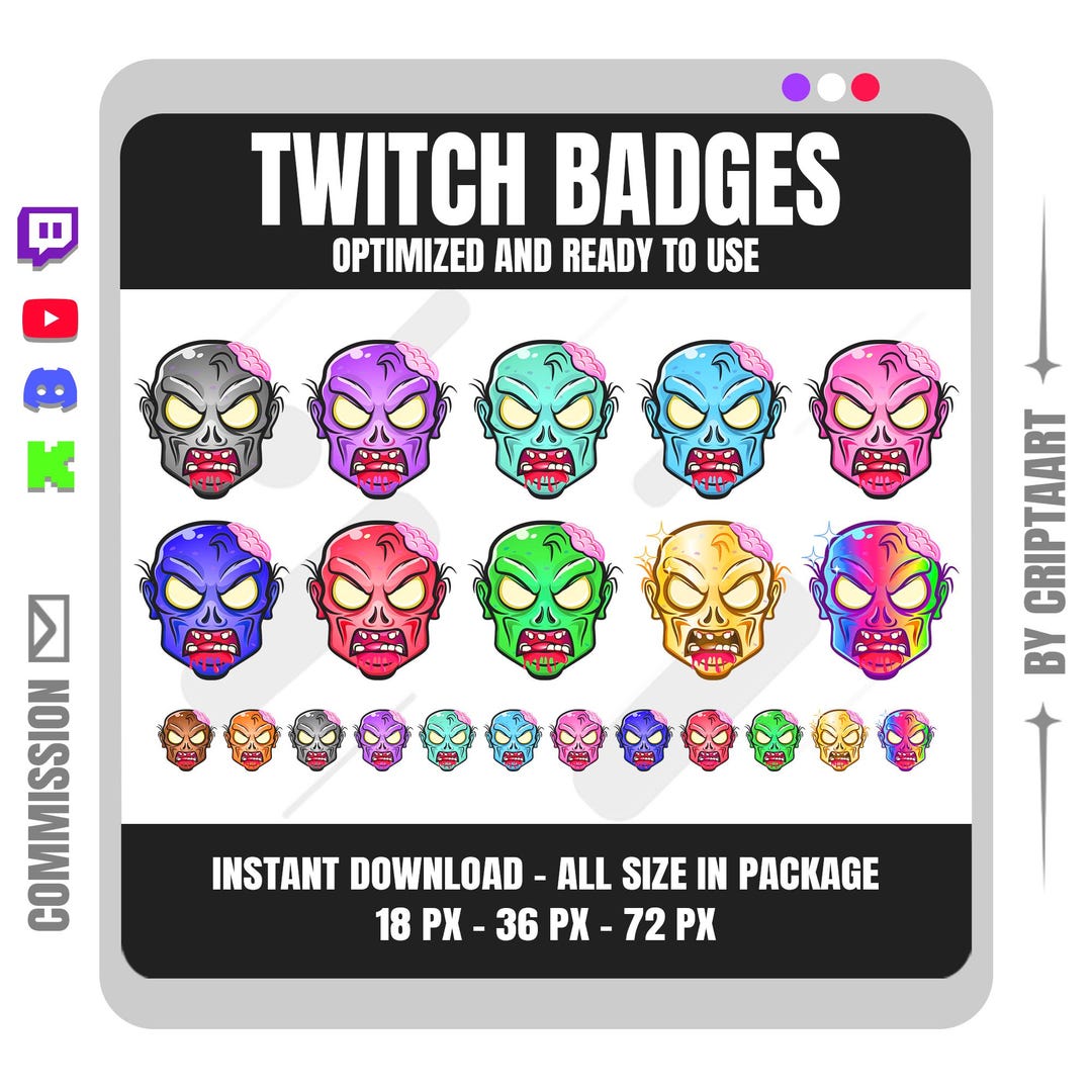 Zombie Twitch Sub Badges | Horror Scary Stream Graphics for Streamers ...