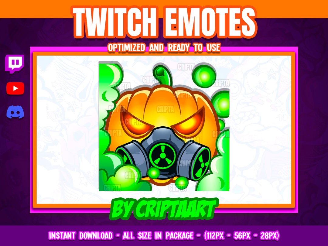 Halloween Pumpkin Gas Mask Emote – Toxic Sub Emoji for Twitch Stream ...