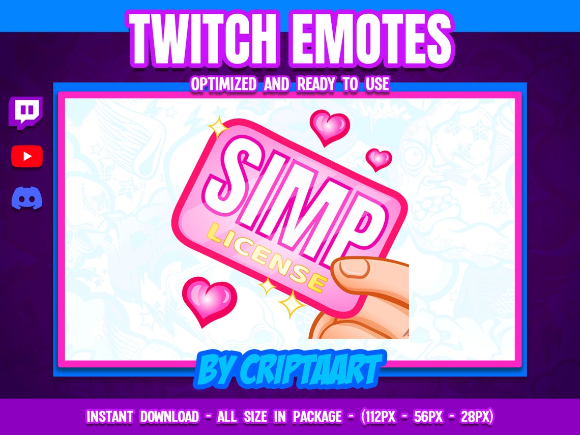 Simp License Twitch Emote, Simp Card Meme Sub Emoji, Love in the Stream ...