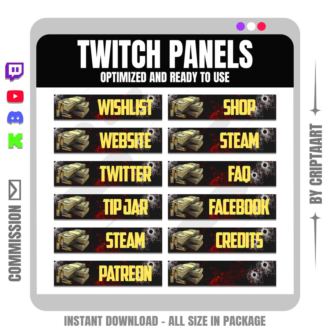 Gangsta Twitch Panels Pack | Money PNG | Kick Stream Graphics - Etsy