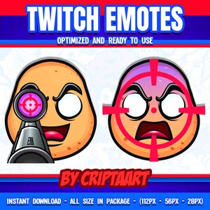 Potato Sniper Twitch Emote, Headshot Emoji, Shotgun, Gaming, Stream ...