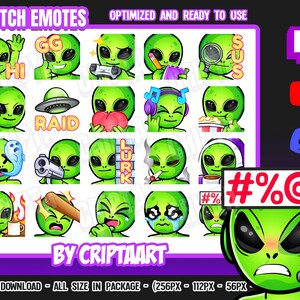 Alien Twitch Emote Mega Pack, Channel Points, Streaming, Discord, Kick ...