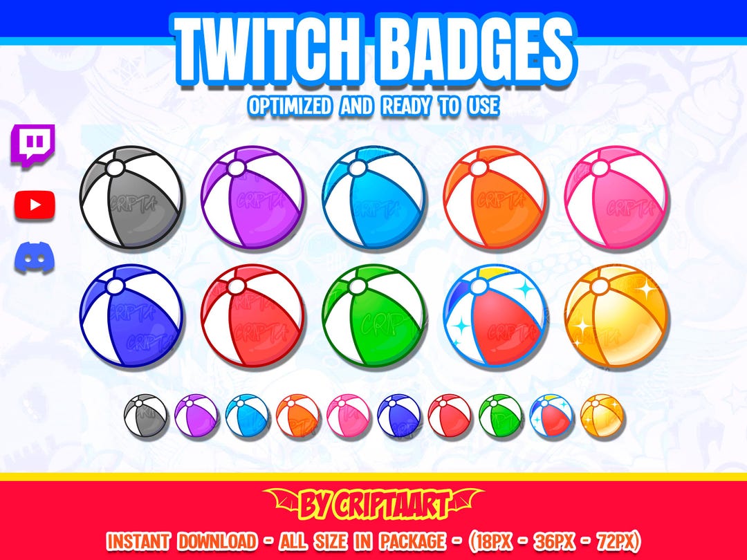 Beach Ball Sub Badges for Twitch Youtube Discord Kick | Summer Vacation ...