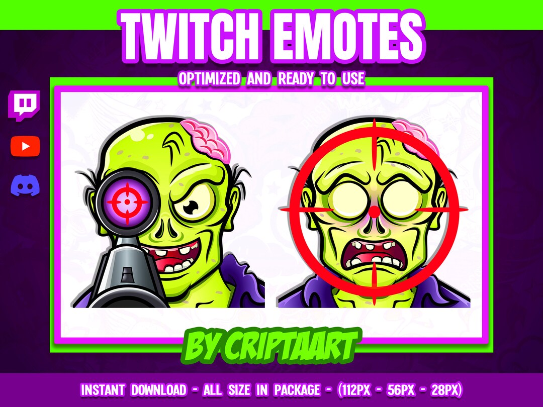 Headshot Zombie Emote, Sniper Zombie Sub Emoji, Halloween, Shooter ...