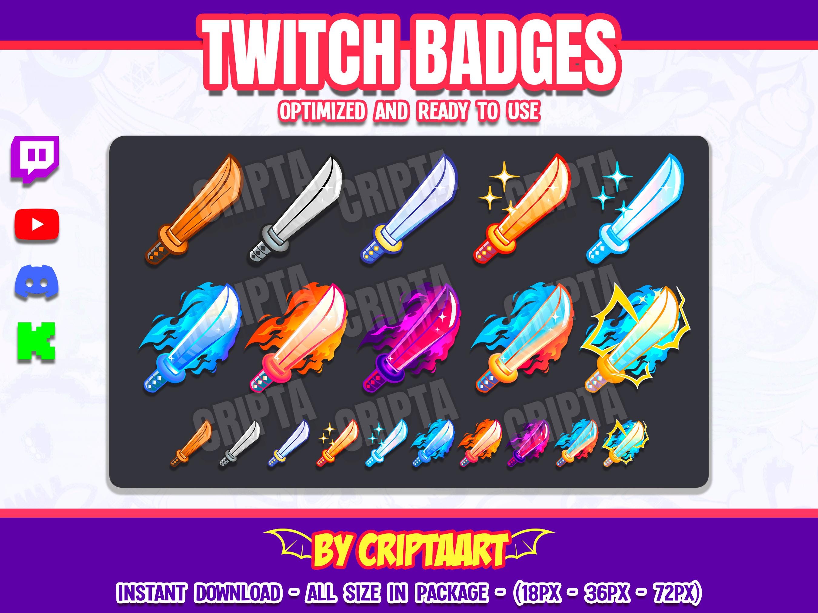 Katana Twitch Badges, Japanese Sword, Samurai, Cheers, Subscriber ...