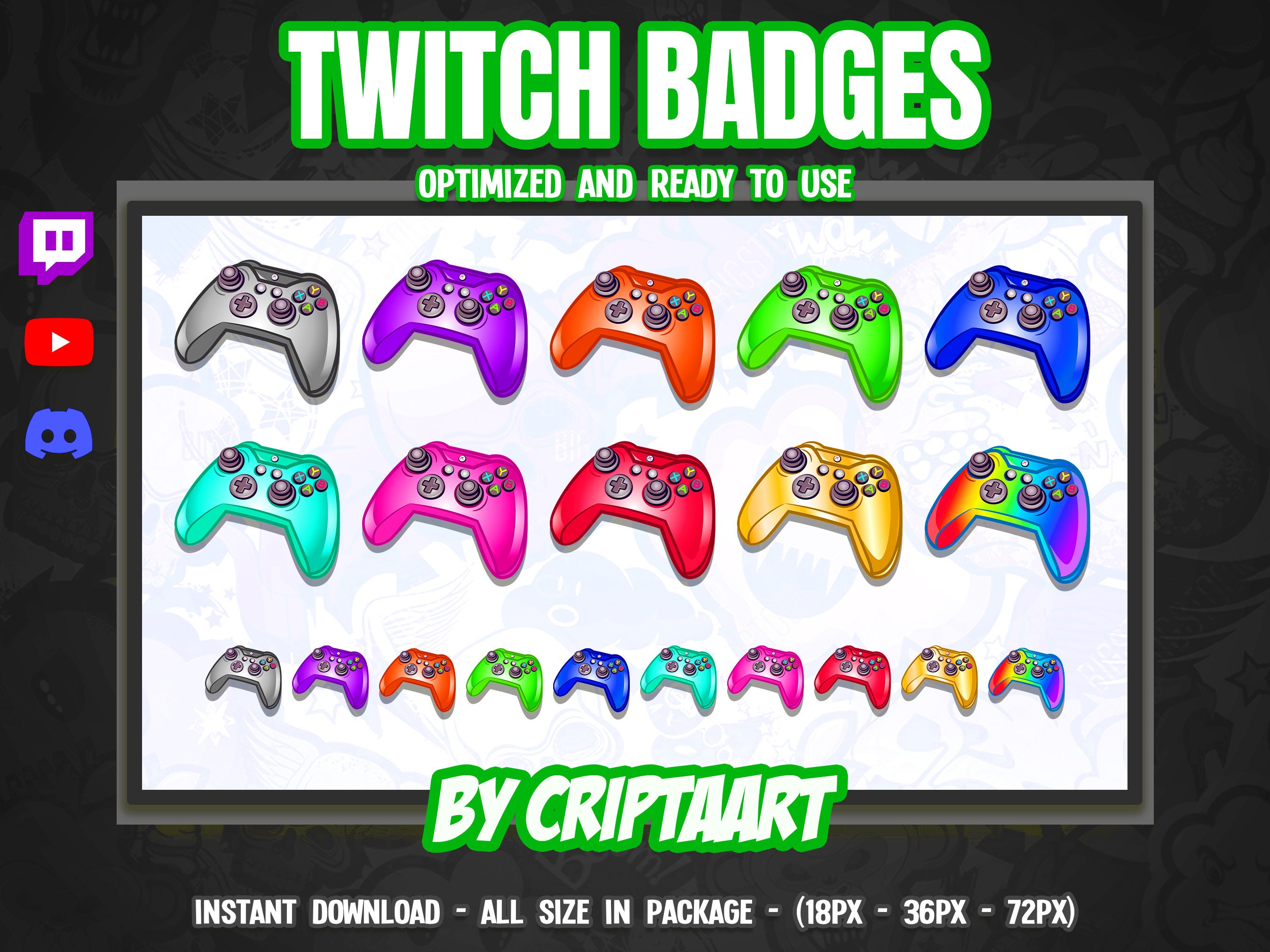 Joystick Twitch Badges, Game Controller Bit Badge, Gamer, Cheers ...