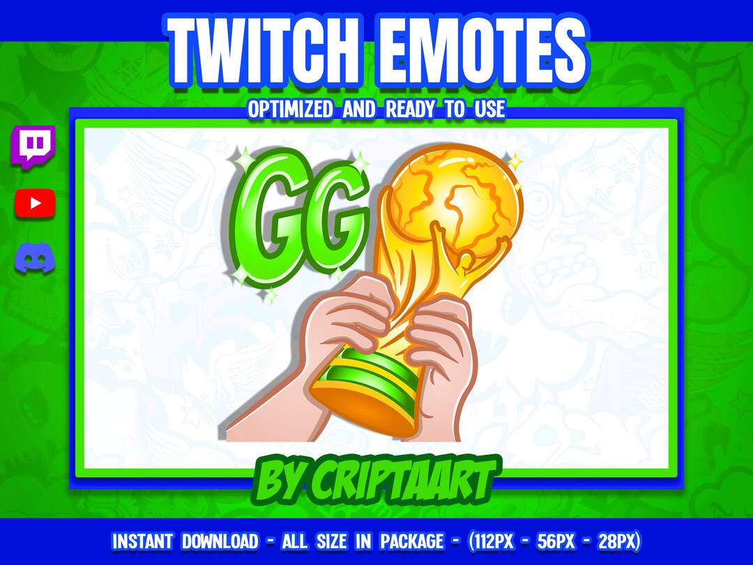 Cup Twitch Emote, GG Trophy Sub Emoji, Soccer Channel Points ...