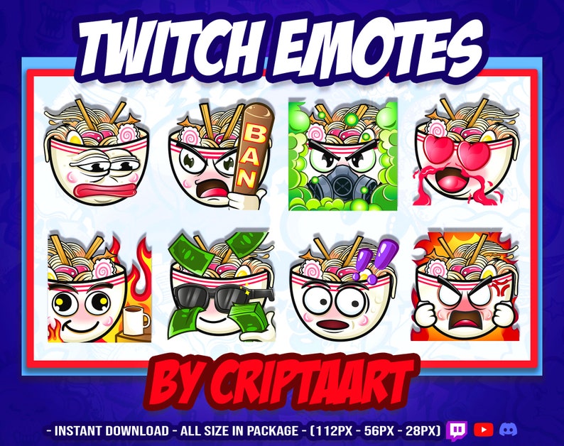 Twitch Emotes Ramen Emote Bundle 2 Food Cute Discord Emote Otaku - Etsy