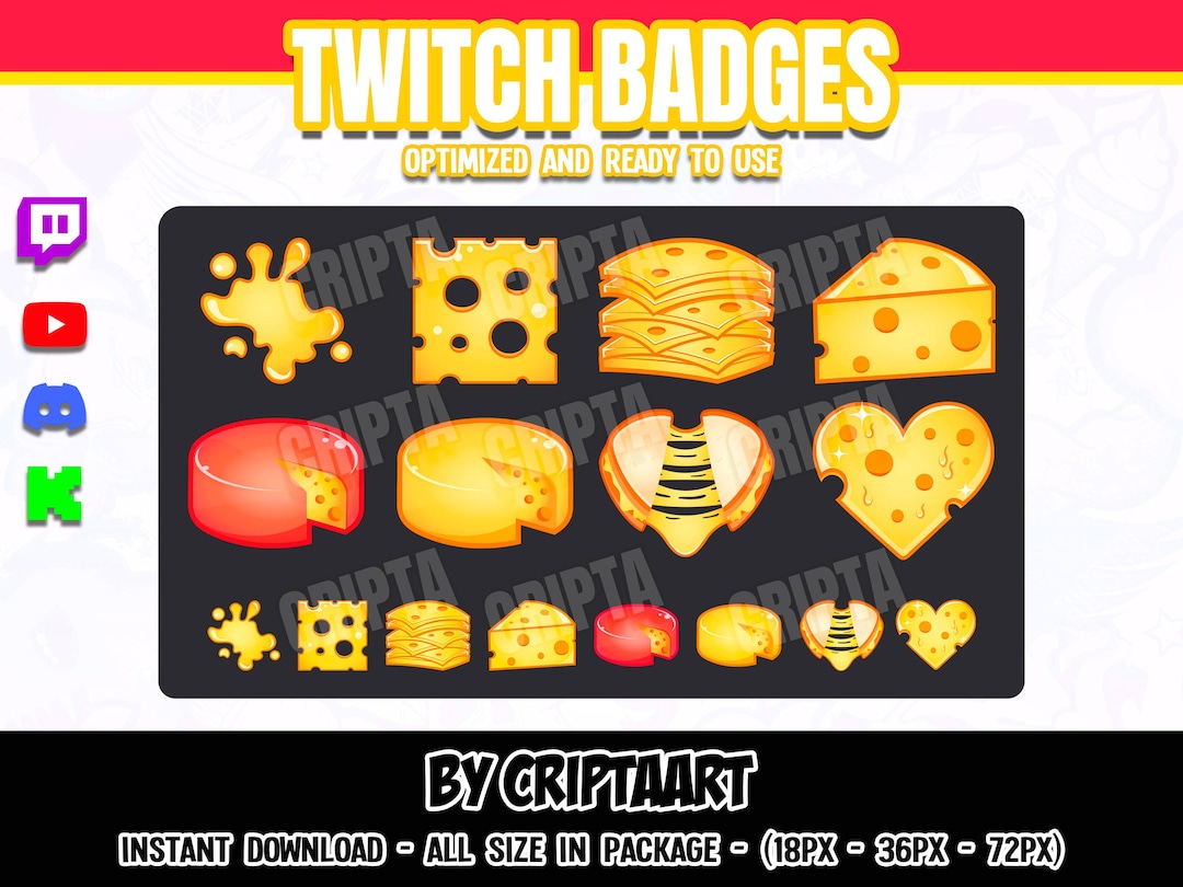 Cheese Twitch Badges, Yummy Bit Badge, Food, Channel Points ...