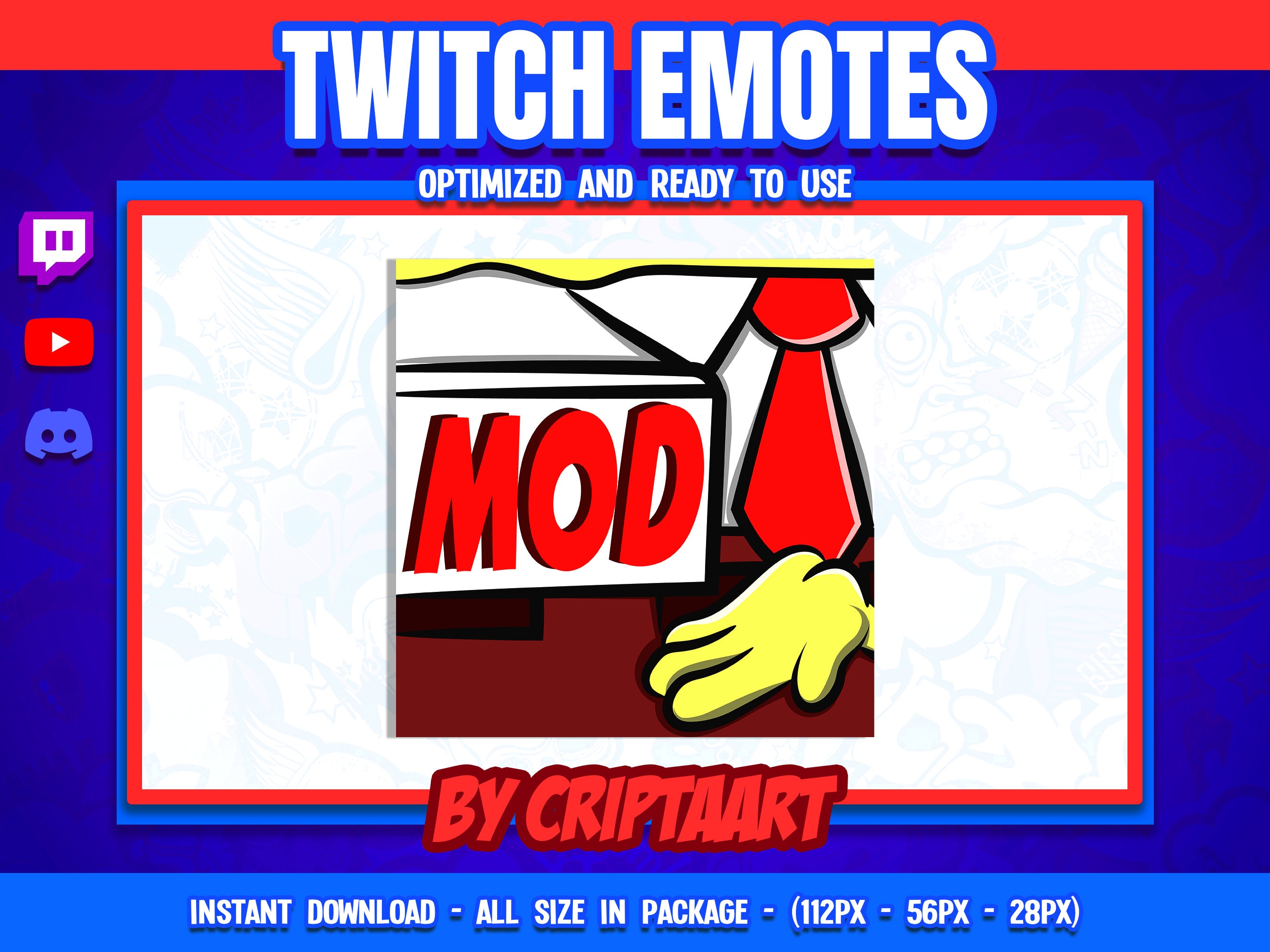 Mod Twitch Emote, Channel Chat Mod Sub Emoji, Ban, Funny, Stream ...