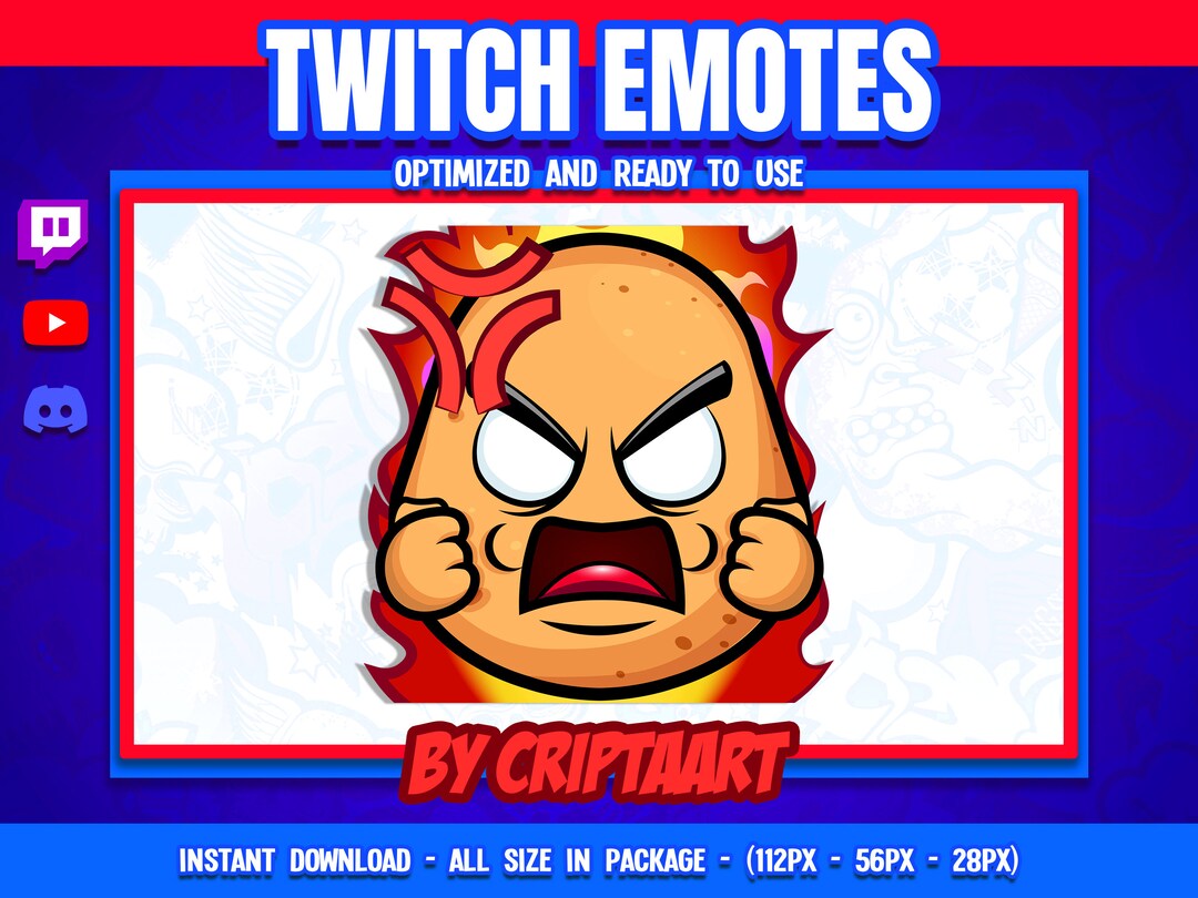 Twitch Emote, Anger Potato, Rage, Stream, Channel Points, Discord, Kick ...