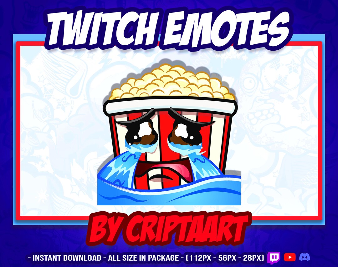 Twitch Emote Popcorn Crying Food Sad Streaming Cute - Etsy