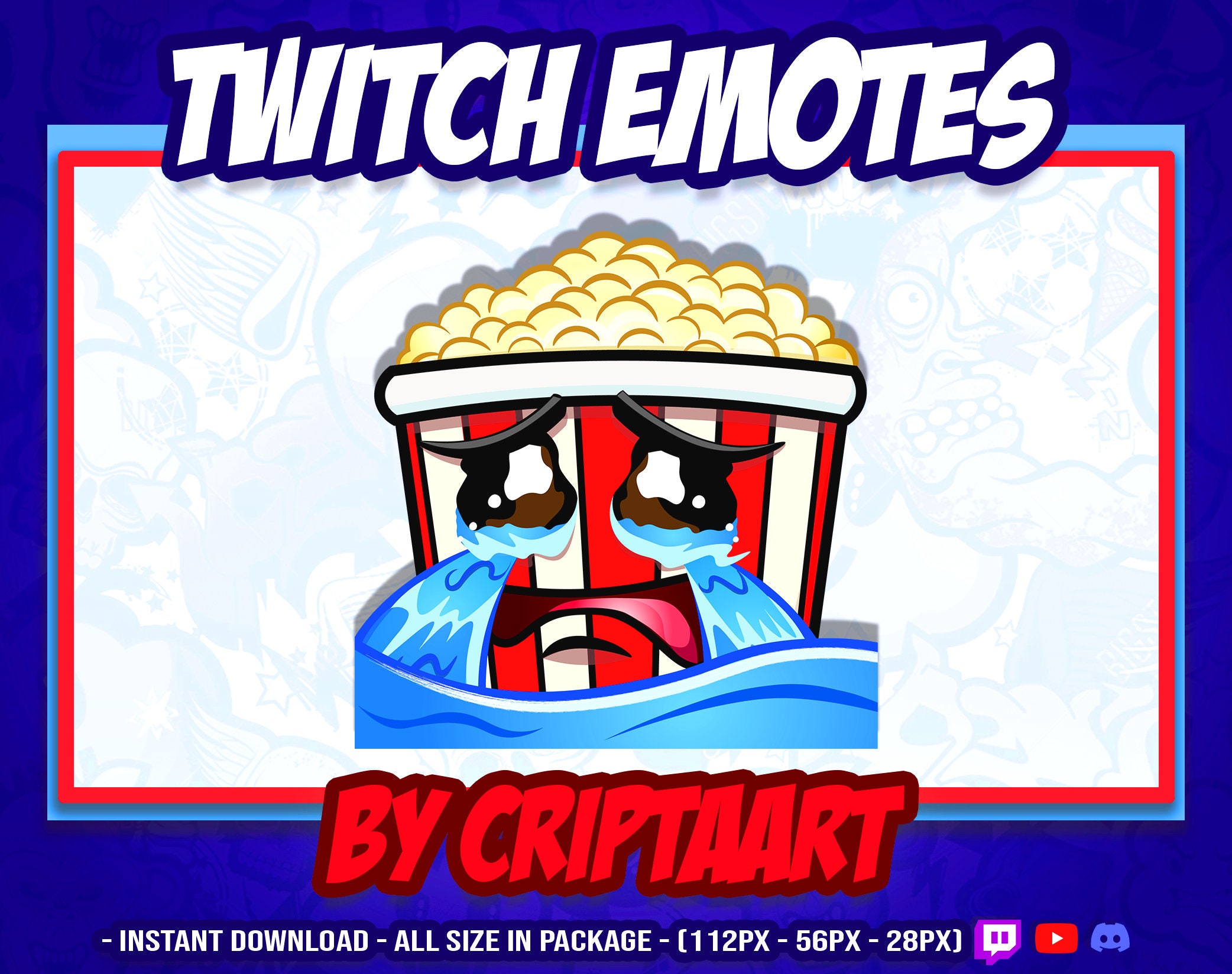 Twitch Emote Popcorn Crying Food Sad Streaming Cute - Etsy