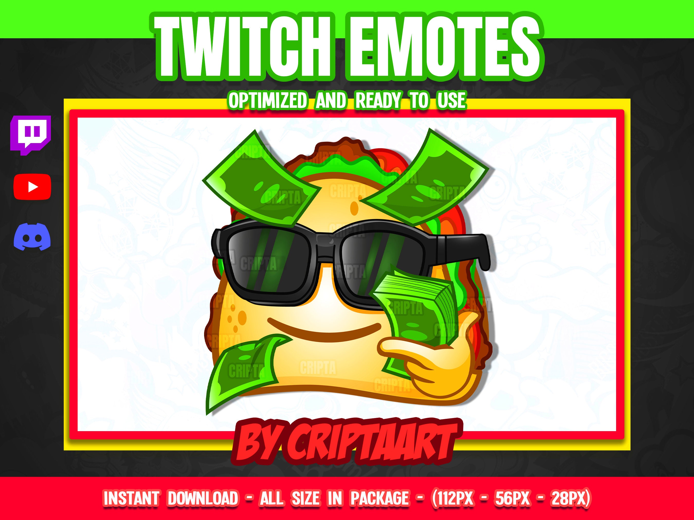 Taco Money Emote – Funny Sub Emoji for Twitch Stream Graphics - Etsy