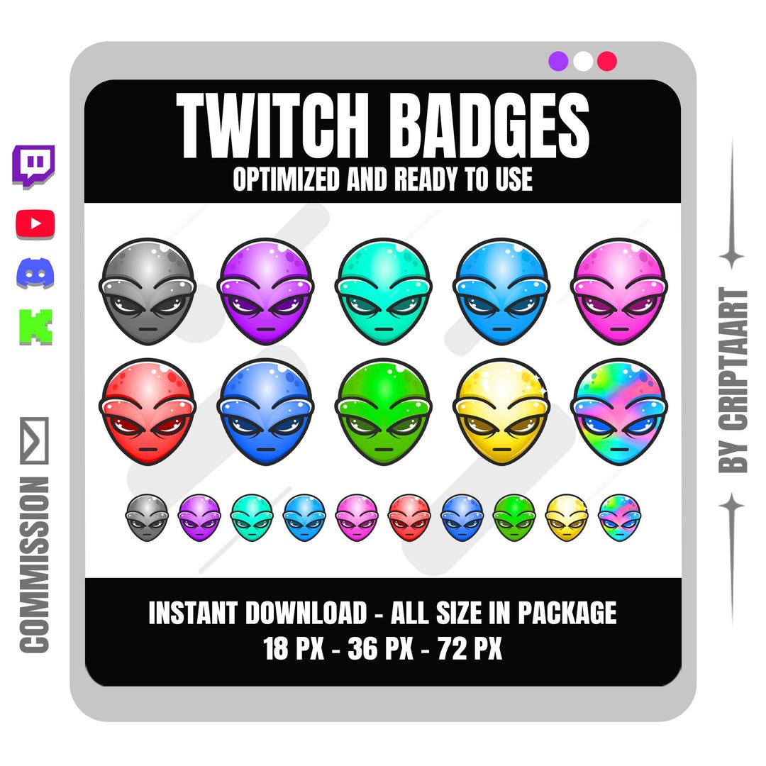 Alien Twitch Sub Badges - Space Stream Graphics for Kick and Youtube - Etsy