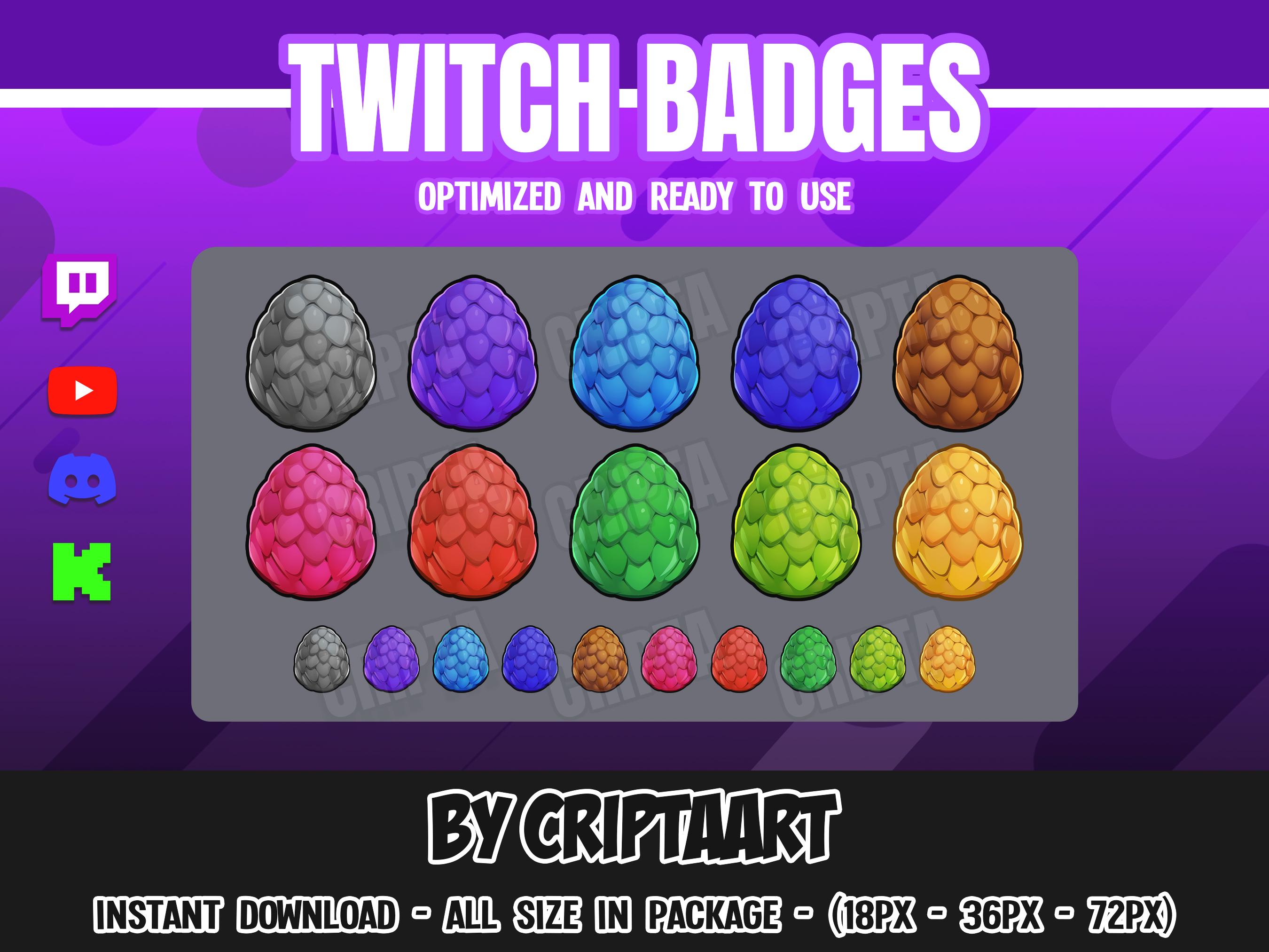 Dragon Egg Sub Badges for Twitch – Fantasy RPG Badges for Kick and ...