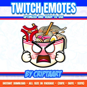 Cute Angry Ramen Emote – Kawaii Rage Stream Graphics With Rewards for ...