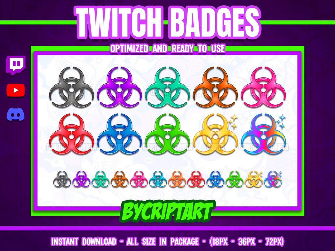 Biohazard Twitch Badges, Radioactive Bit Badge, Toxic, Industrial ...