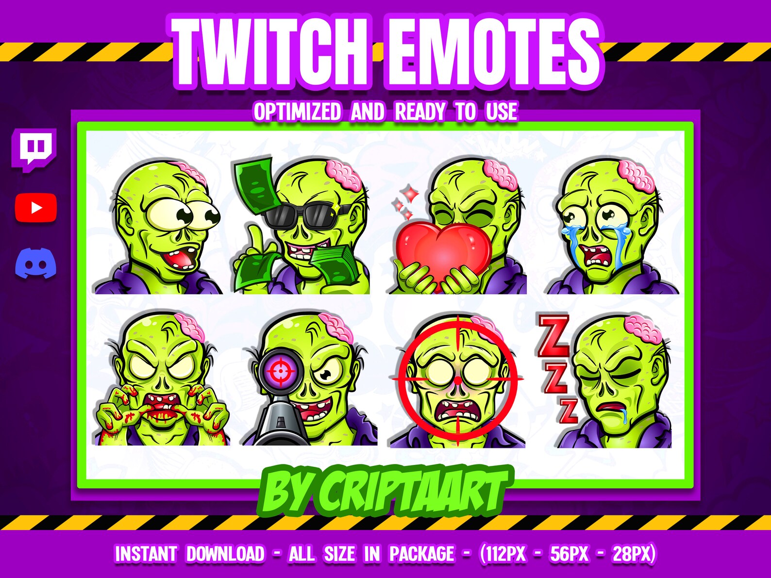 Zombie Twitch Emotes Bundle. Halloween Horror POG Rich in - Etsy