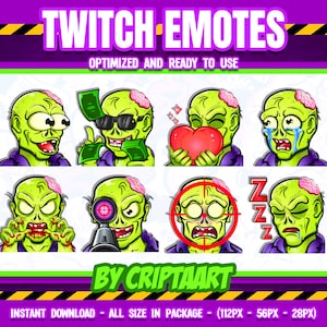 Zombie Twitch Emotes Bundle. Halloween, Horror, POG Rich in Love Cry ...