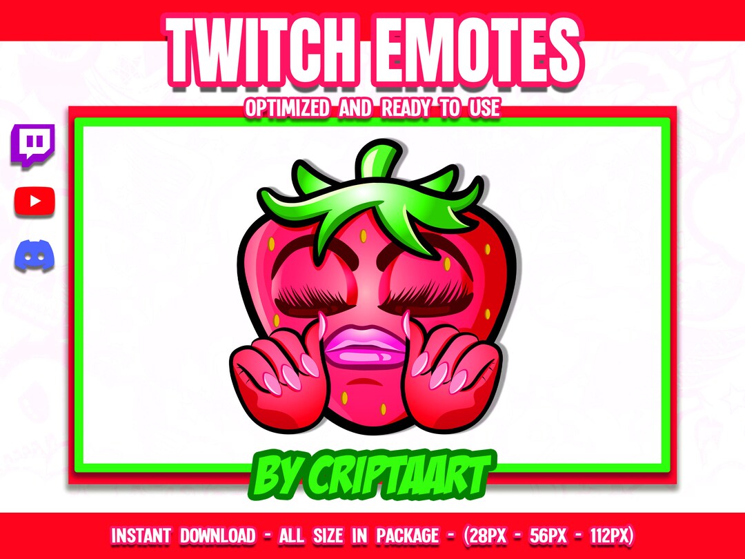 Strawberry Twitch Emote, Periodt Meme Emoji, Coquette, Fruit Icons ...