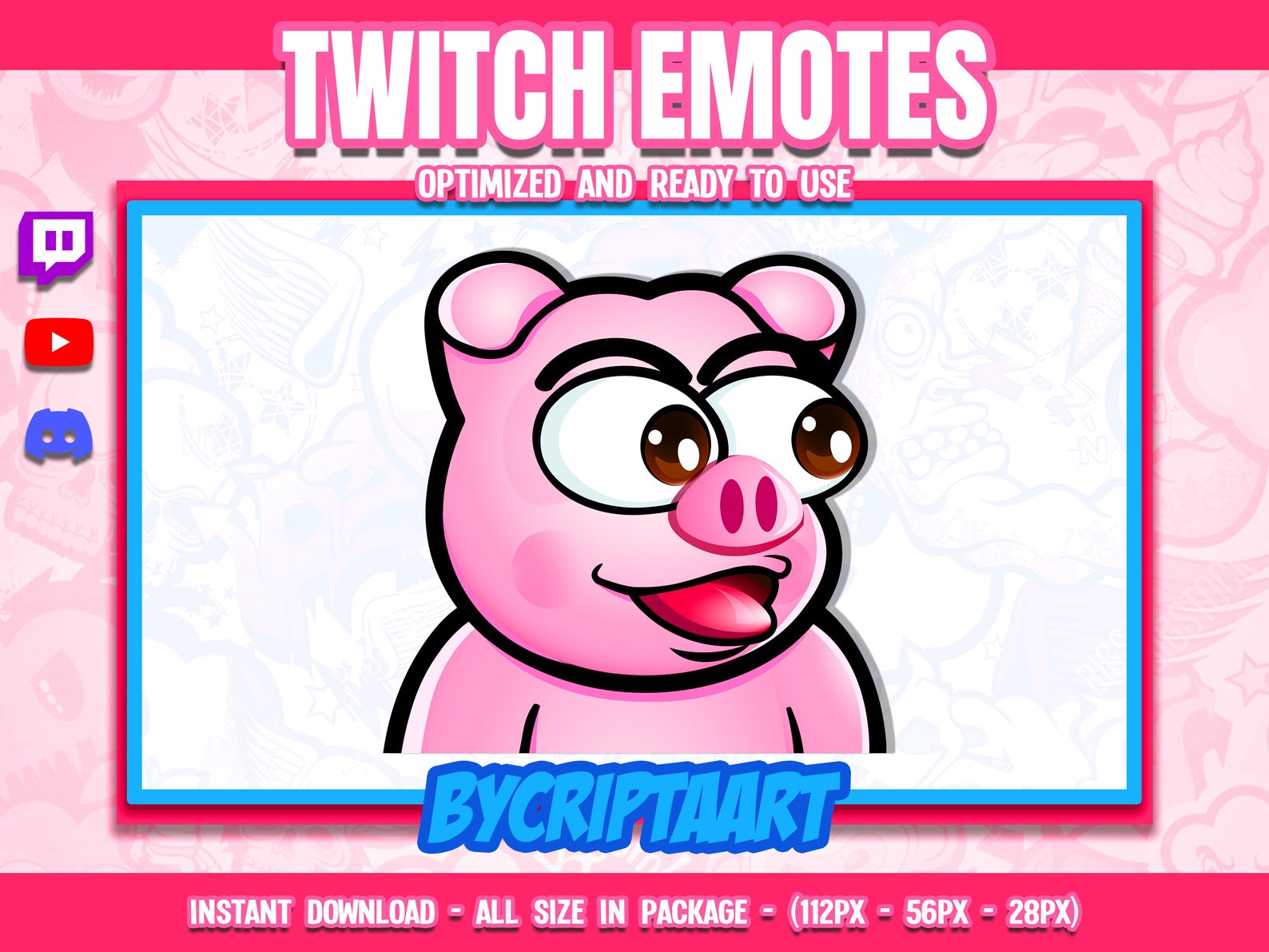 Pig Pog Twitch Emote, Pogger Meme Emoji, Amazed, Cute Icons for Stream ...