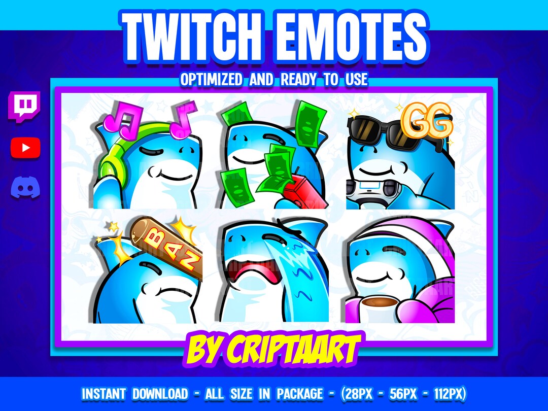 Shark Twitch Emotes Pack, Marine Animal Channel Points, Emoji Bundle ...