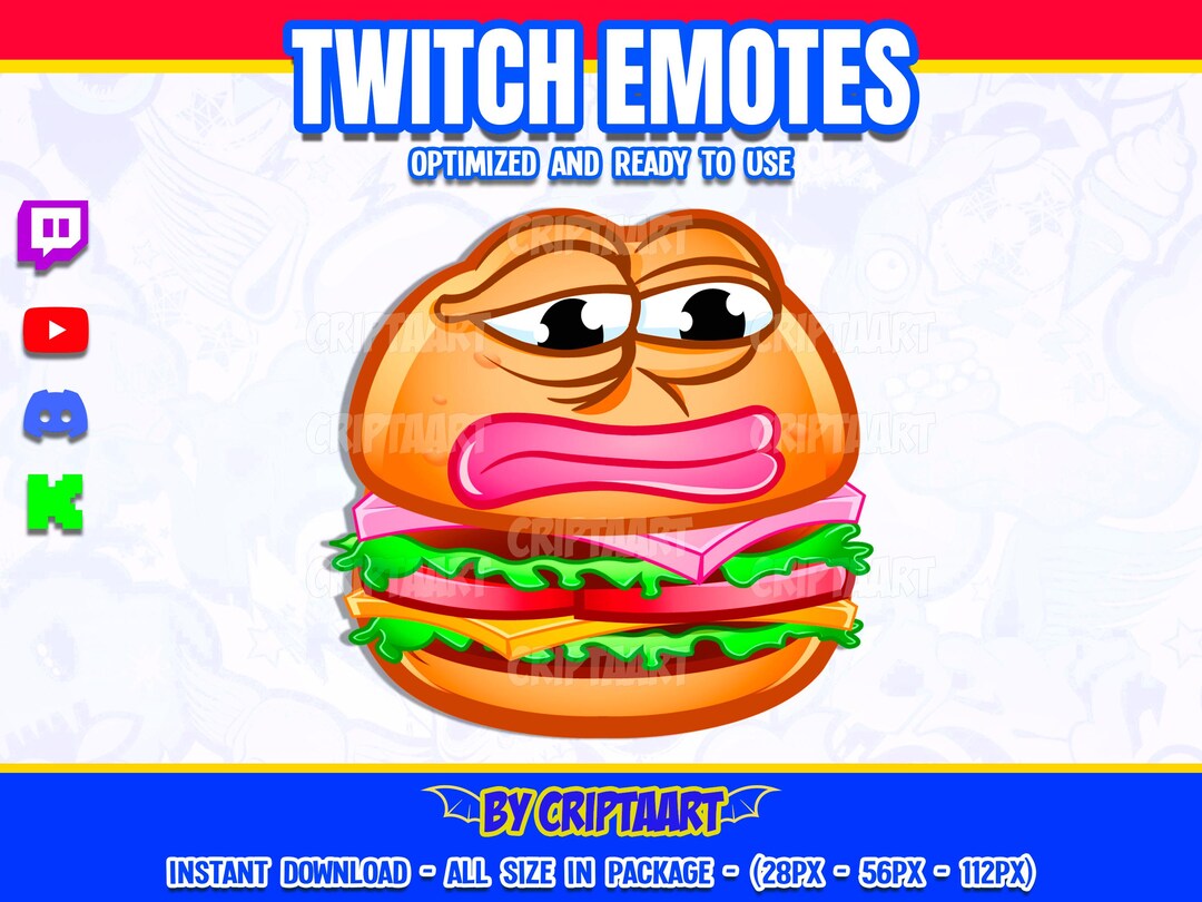 Monkas Burger Twitch Emote, Sad Emoji, Memes Channel Points / Streamer ...