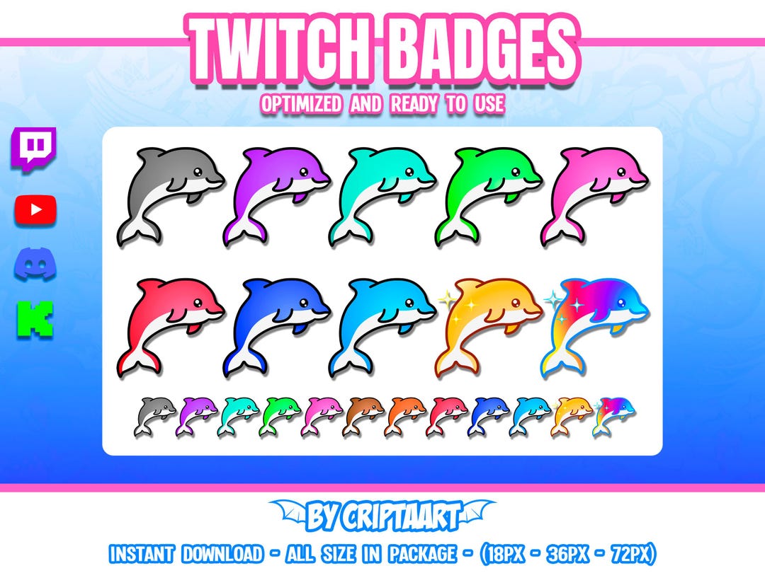 Dolphin Twitch Badges, Sea, Cozy Cheers, Subscribers / Streamer ...