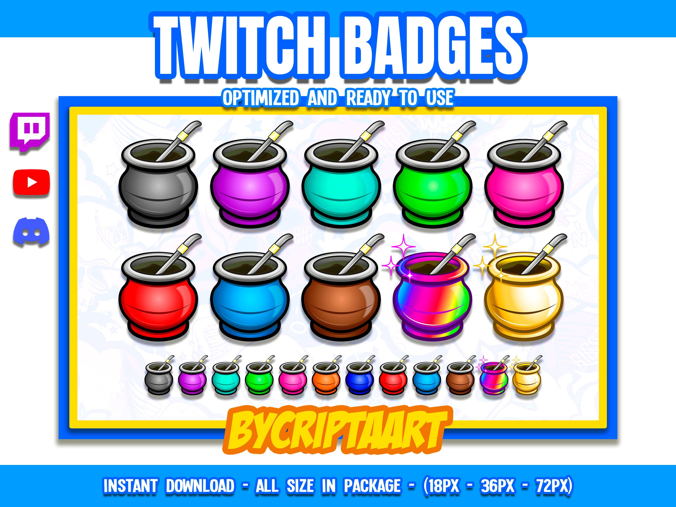 Mate Twitch Badges, Bit Badges, Breakfast Drink, Subscribers, Loyalty ...