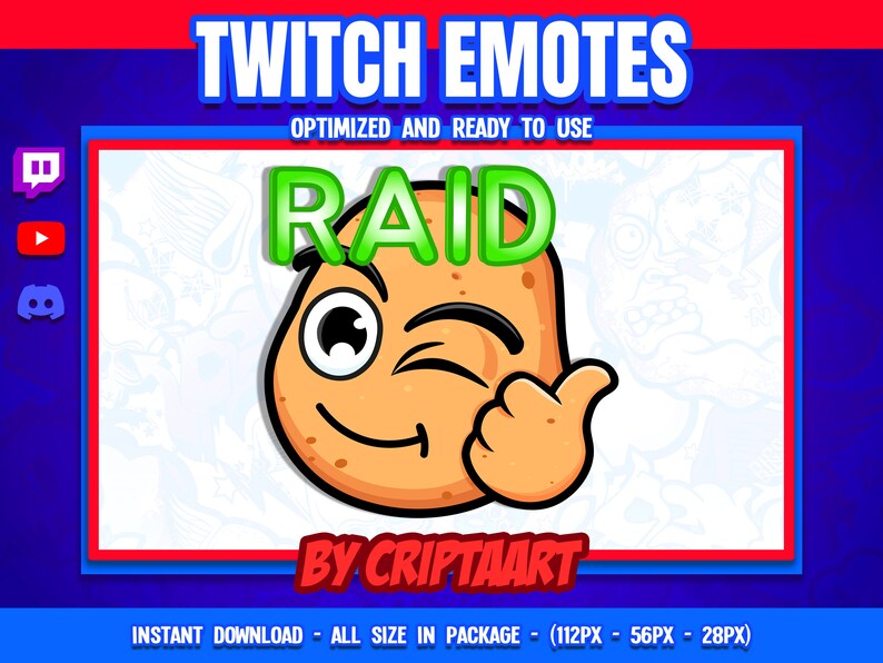 Twitch Emote, Potato Raid Emoji, Spud Emoji, Yam Icon, Gaming, Item for ...