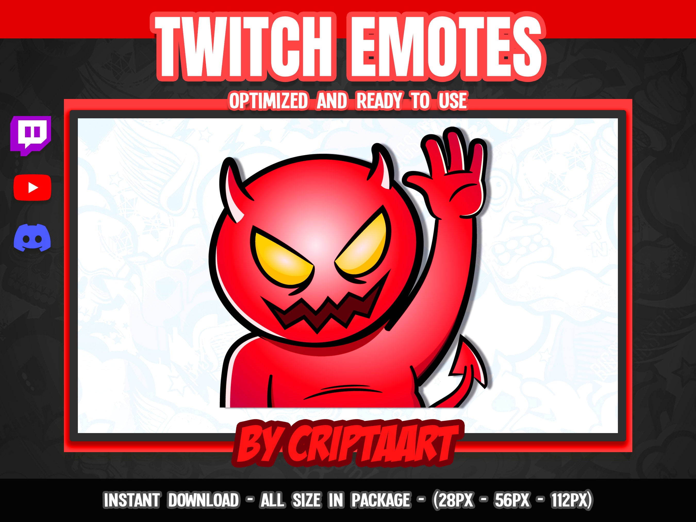 Devil Evil Waving Emote Cute Devil Hi Twitch Sub Emoji - Etsy