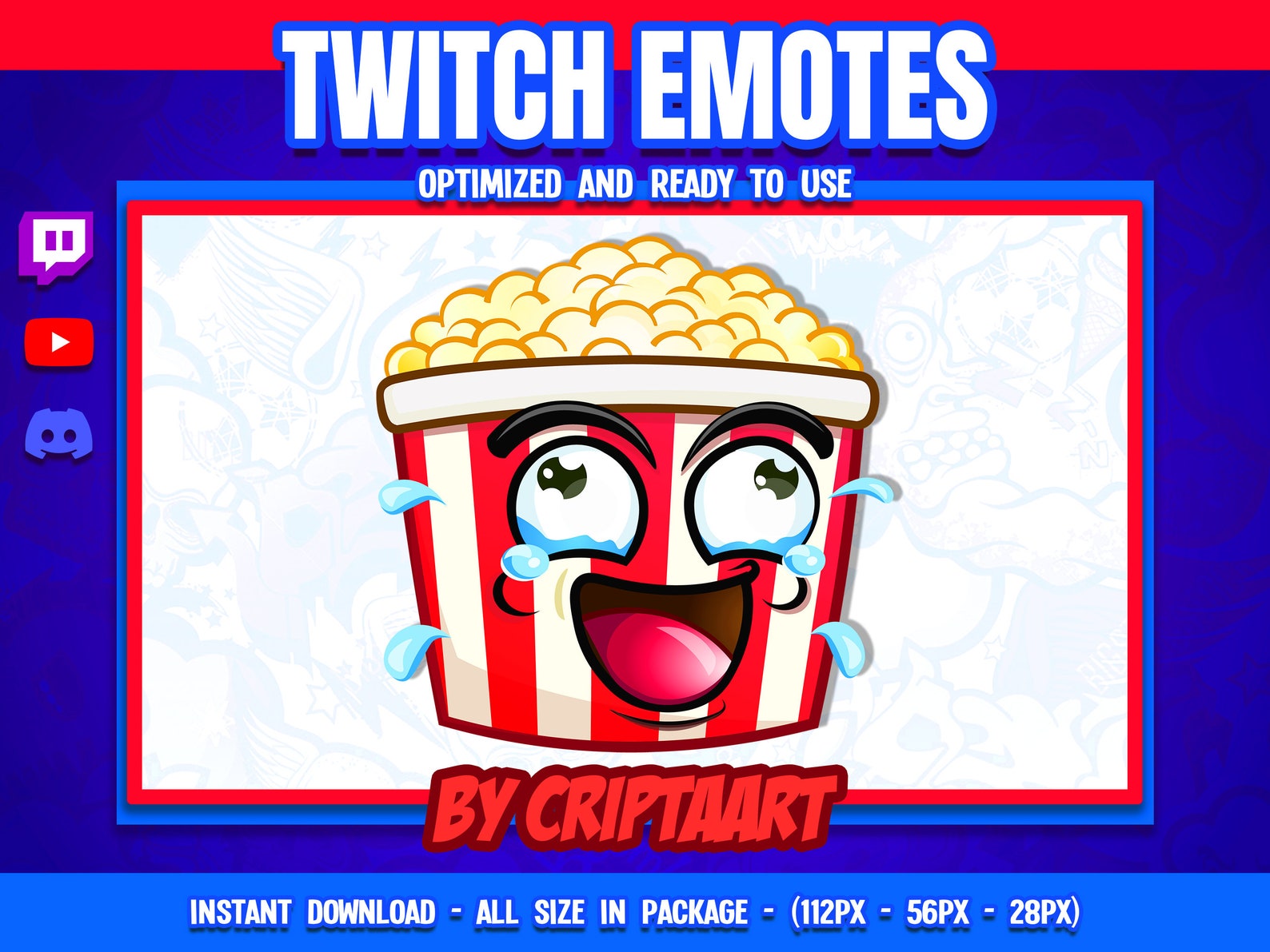 Laughing Popcorn Emote for Twitch and Discord - Streaming Movie Night ...
