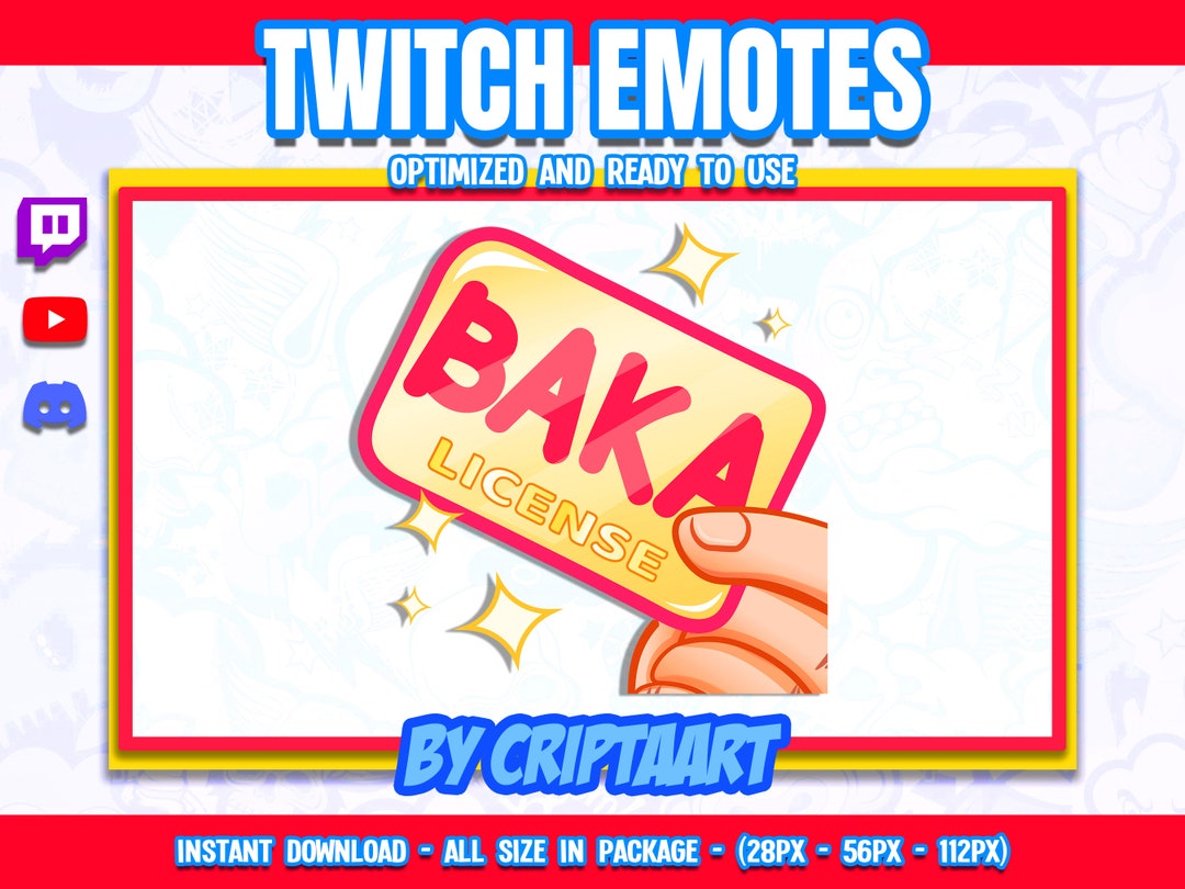 Baka License Twitch Emote, Card Meme Emoji, Channel Points Anime ...
