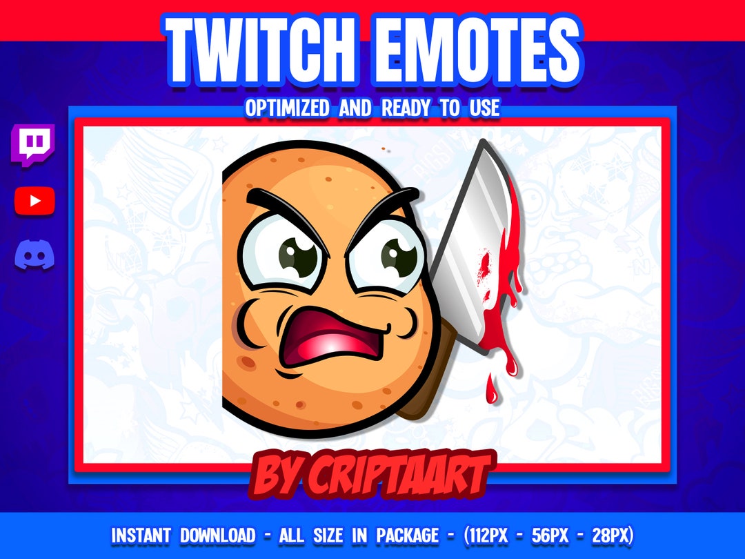 Potato Knife Twitch Emote, Killer Emoji, Food, Icons for Stream ...