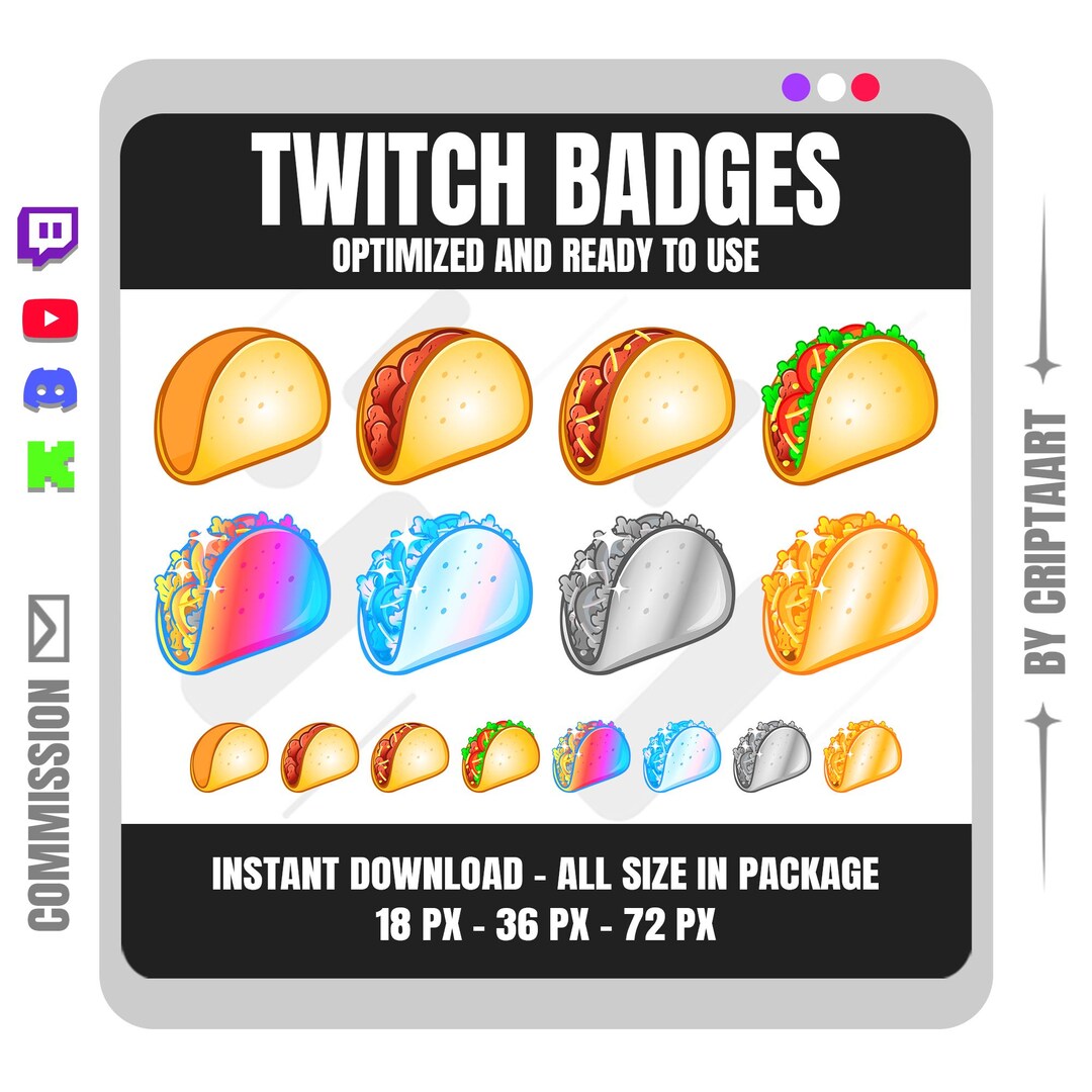Taco Sub Badges – Mexican Food Twitch Loyalty Badges - Etsy