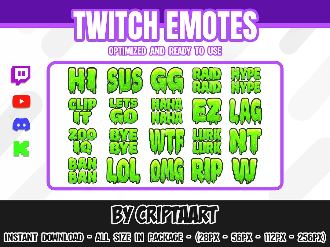 Slime Green Text Emotes Pack - Creepy - Retro Streamers - Melting Chat ...