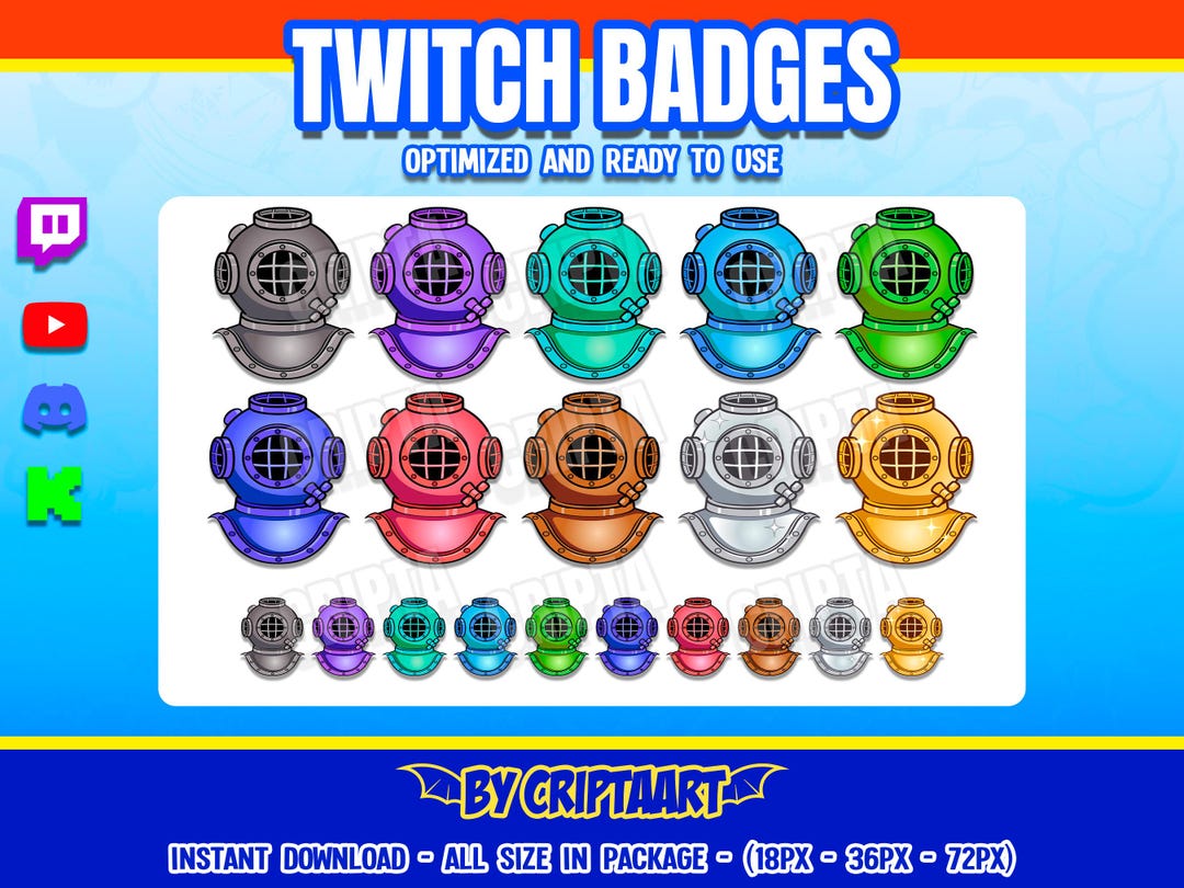 Diving Helmet Twitch Badges Streamers - Nautical Loyalty Badges for ...
