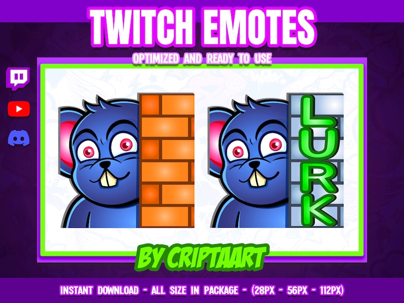 Rat Lurk Twitch Emote, Spying, Channel Points Stream / Discord, Kick ...