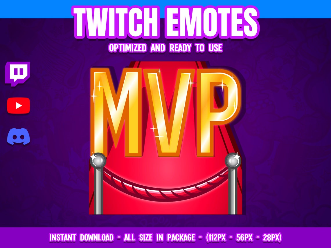 MVP Twitch Emote, Most Valuable Player Sub Emoji, Red Carpet, Hype ...