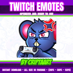 Gamer Rat Joystick Emote for Twitch, Discord, Kick & Youtube - Cute ...