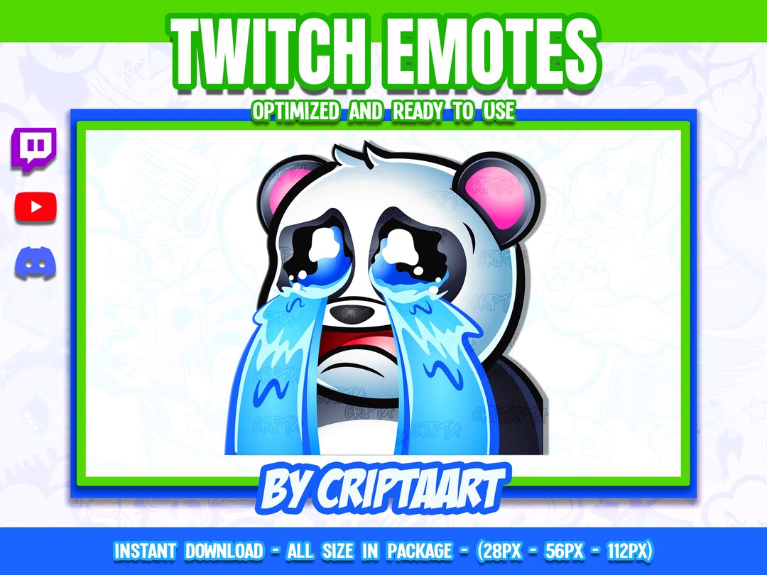Panda Cry Twitch Emote, Bear Sad Emoji, Kawaii Animals, Channel Points ...