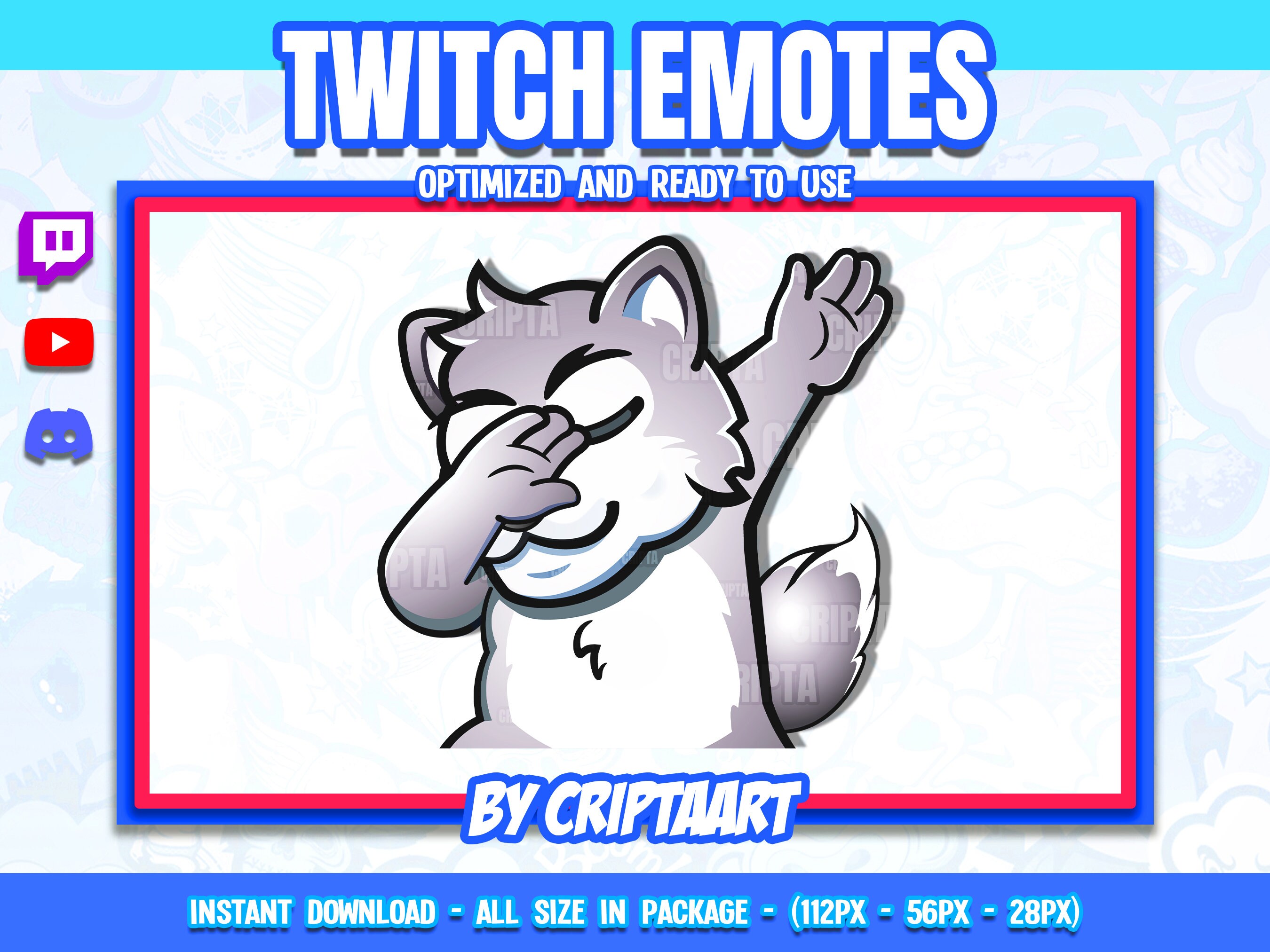 Chibi Wolf Dab Emote, Viral Meme Sticker, Twitch Discord Kick Youtube ...