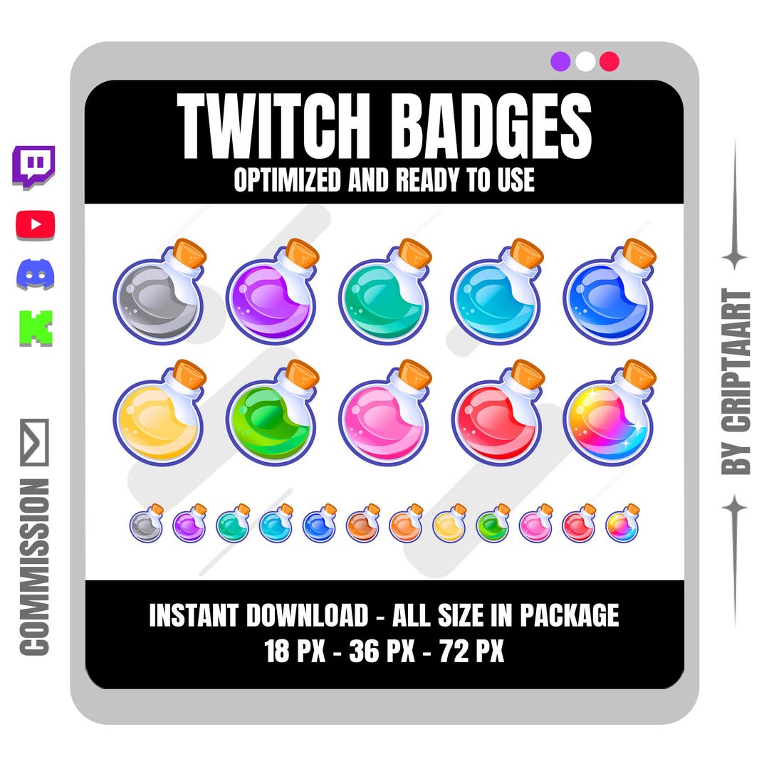 Magic Potion Bottle Sub Badges | Fantasy Medieval Twitch Badges for ...