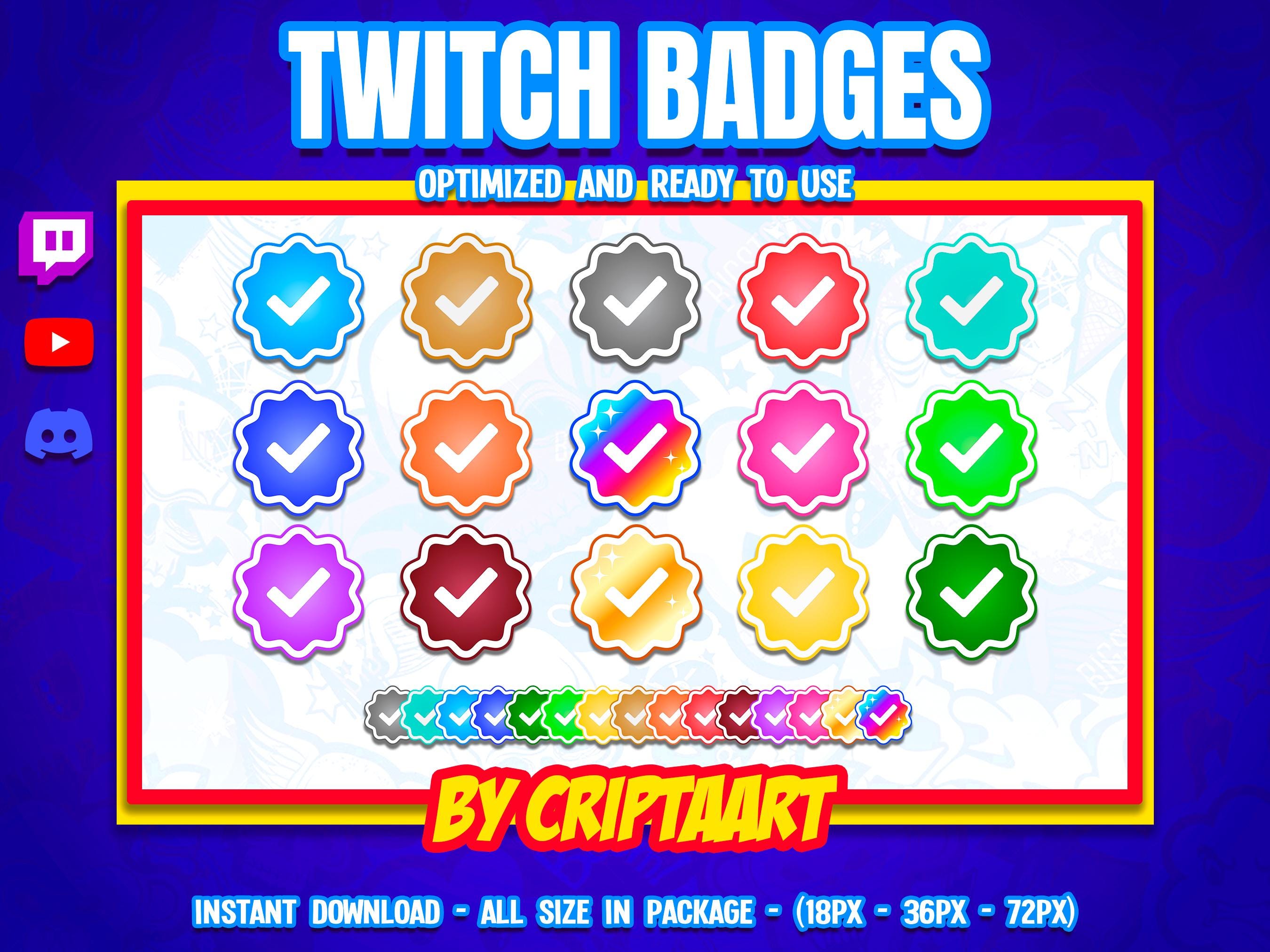 Verified Twitch Badges, Verification Bit Badge, Checkmark, Cheers ...