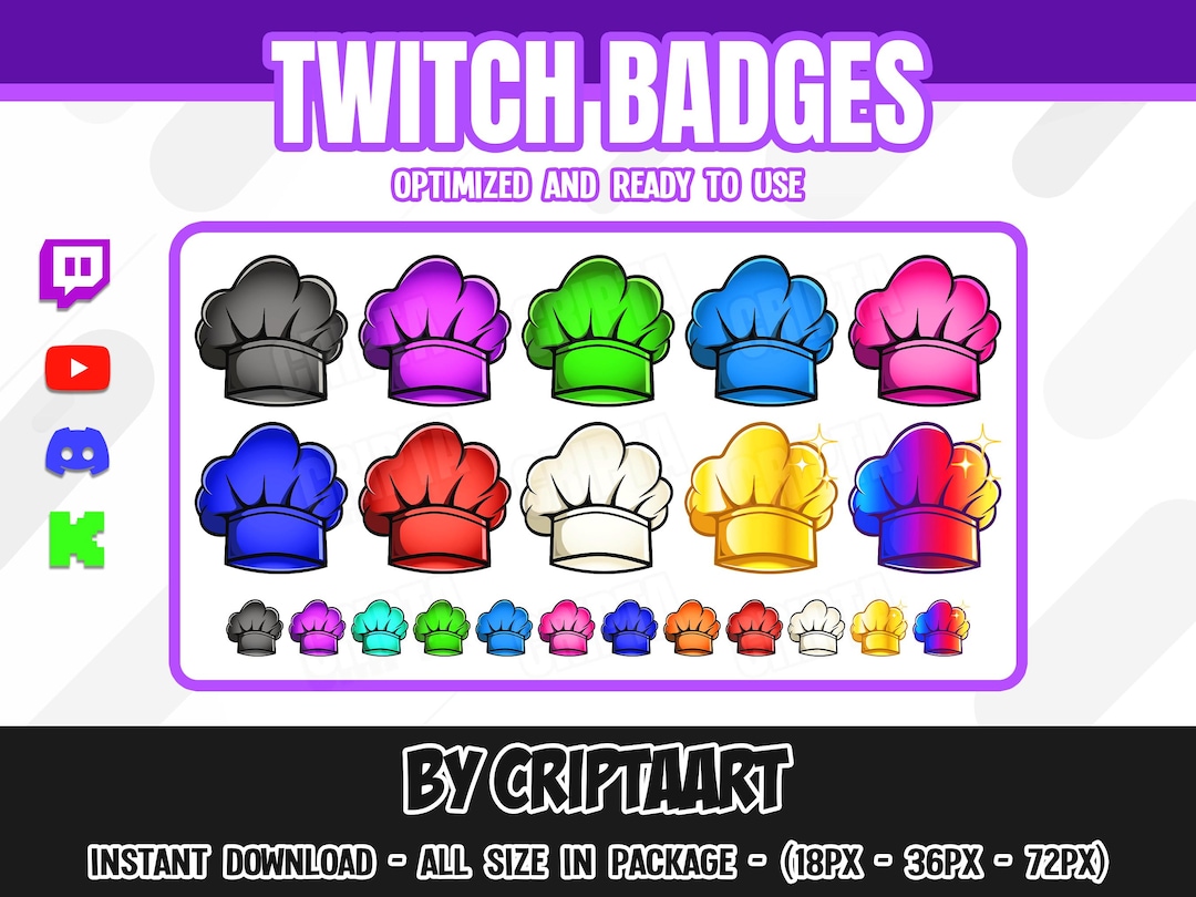 Chef Hat Twitch Badges, Kitchen Items Bit Badges, Pastry, Cheers ...