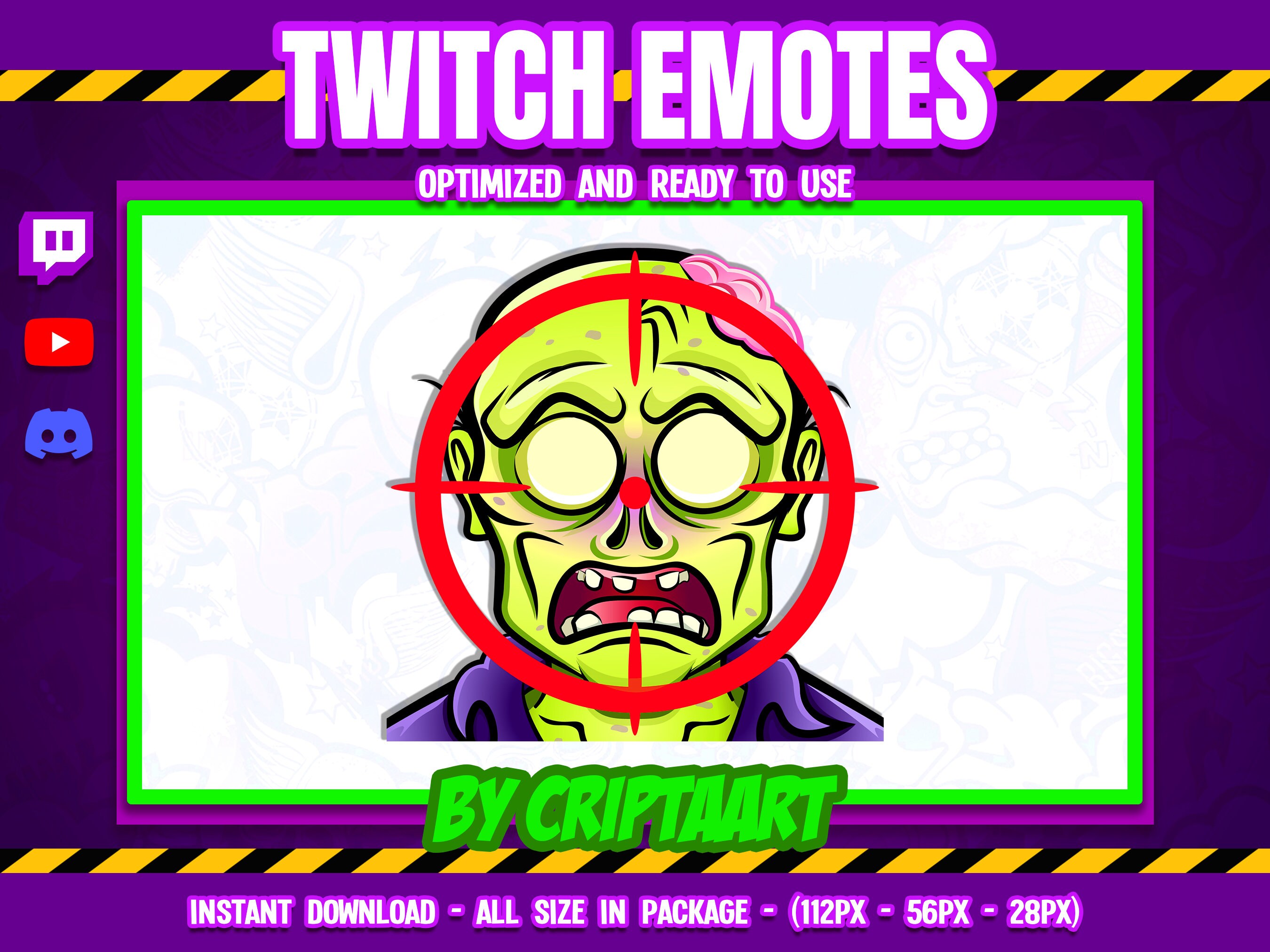 Zombie in the Crosshairs Emote Headshot Sub Emoji Shooter Horror ...
