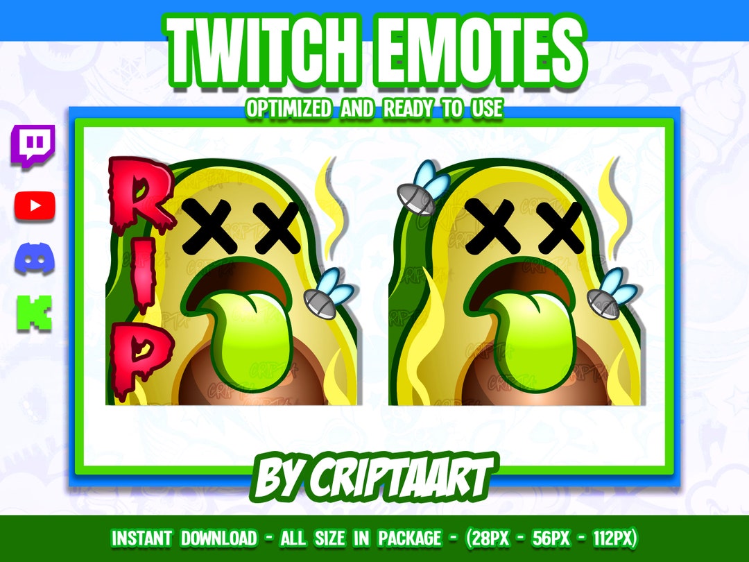 Funny Dead Avocado Emote, Cute Meme Icon, Twitch Discord Kick Youtube ...