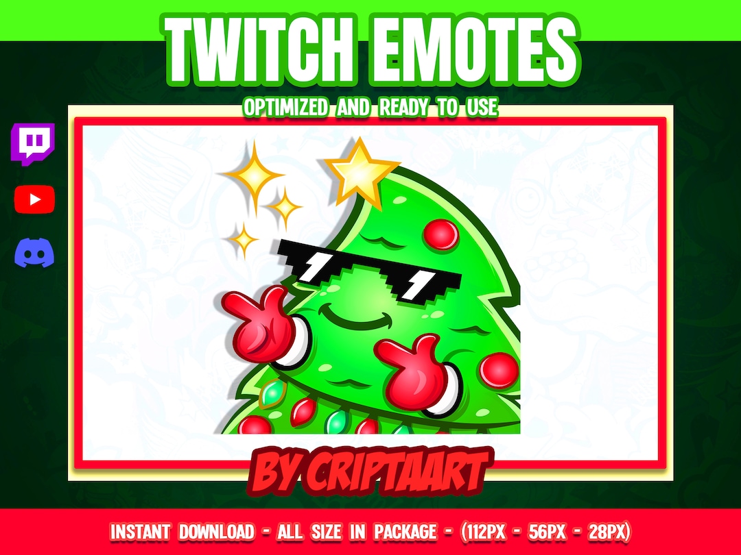 Christmas Tree Twitch Emote / Christmas Sub Emoji / GG EZ Text / Happy ...